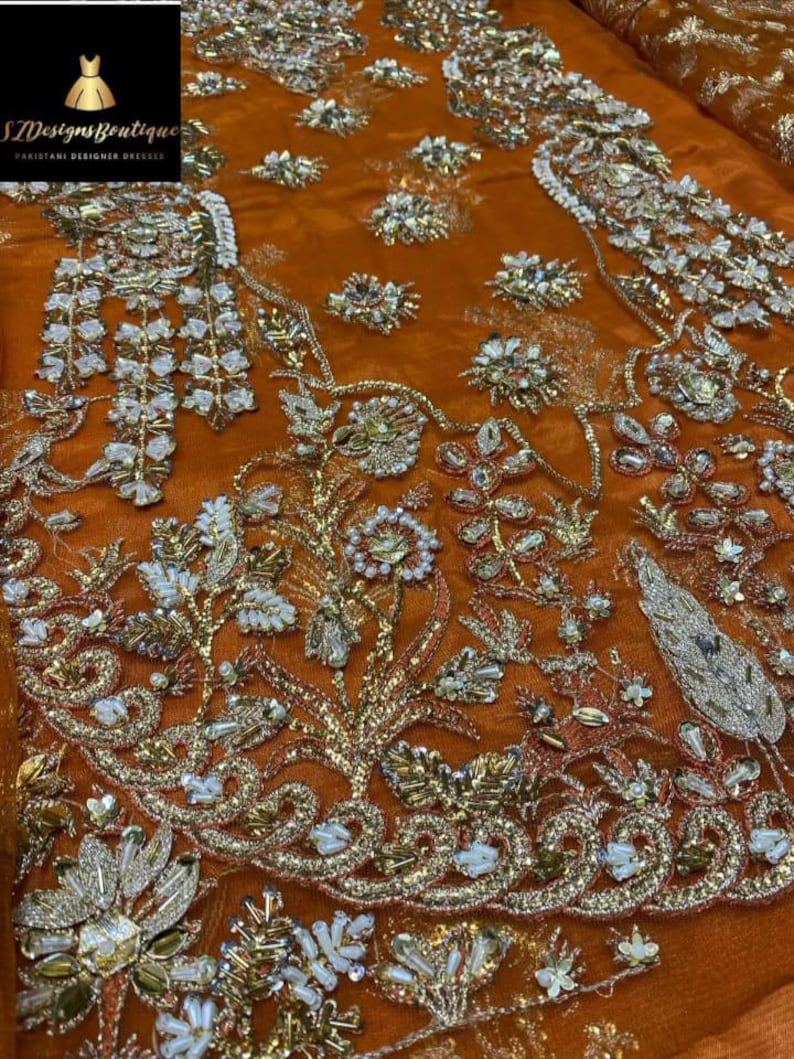 Orange Embroidered Gharara: Pakistani Bridal Wedding Dress - Etsy