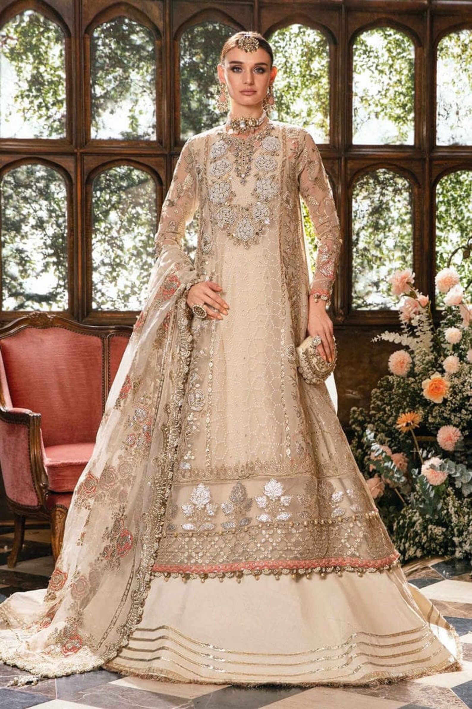 Ivory Maria B. Bridal Sharara Shirt | Pakistani Designer Wedding ...