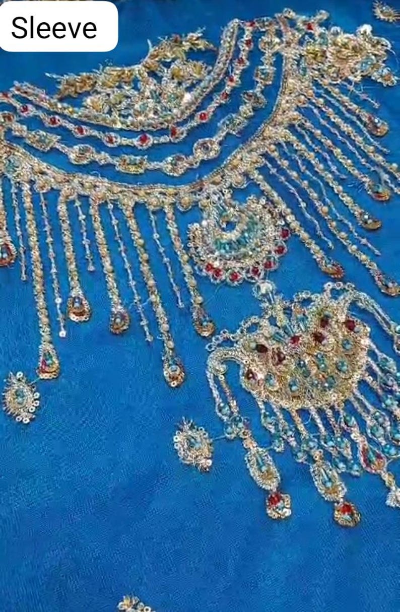 Blue & Yellow Bridal Maxi Pakistani Designer Wedding Reception/nikkah ...