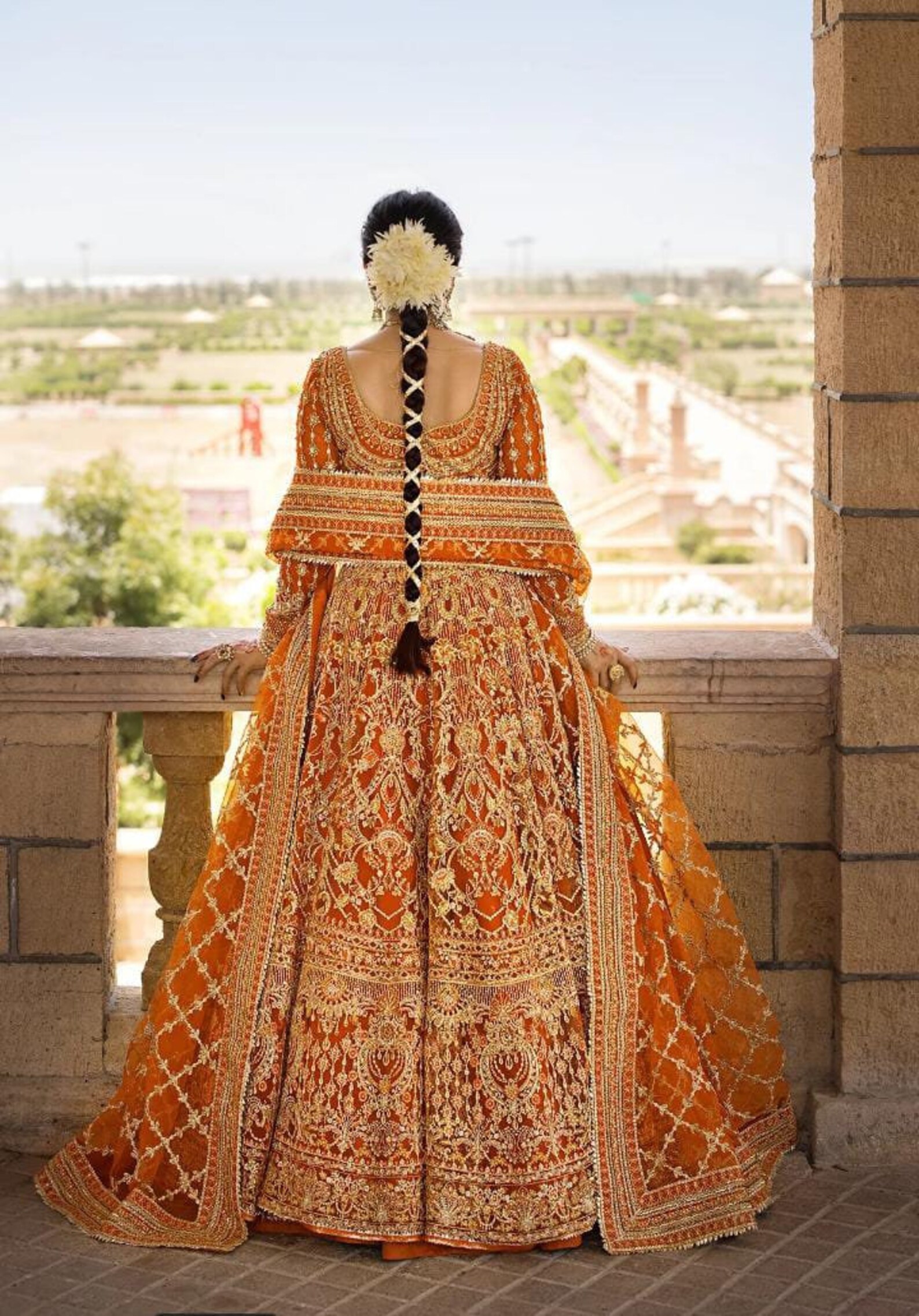 Orange Net Maxi/long Frock | Pakistani Designer Wedding Dress | Guest ...