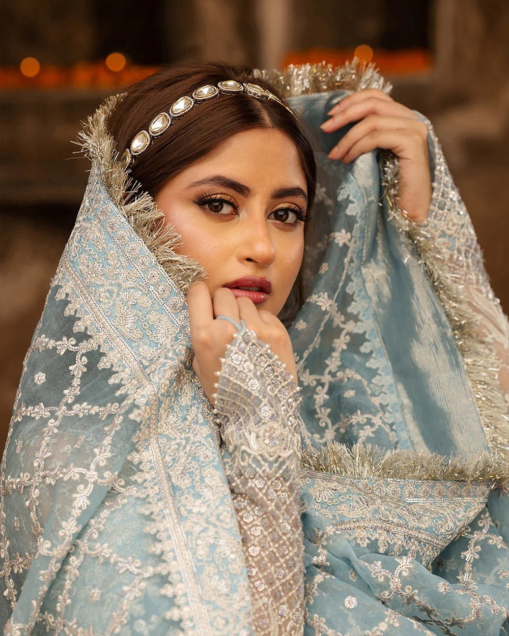Ice Blue Pakistani Wedding Bridal Reception Dress Embroidery - Etsy