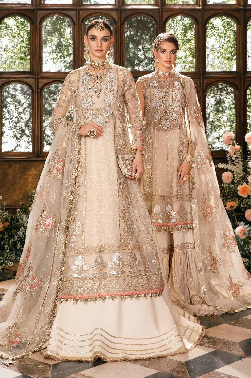Ivory Maria B. Bridal Sharara Shirt | Pakistani Designer Wedding ...