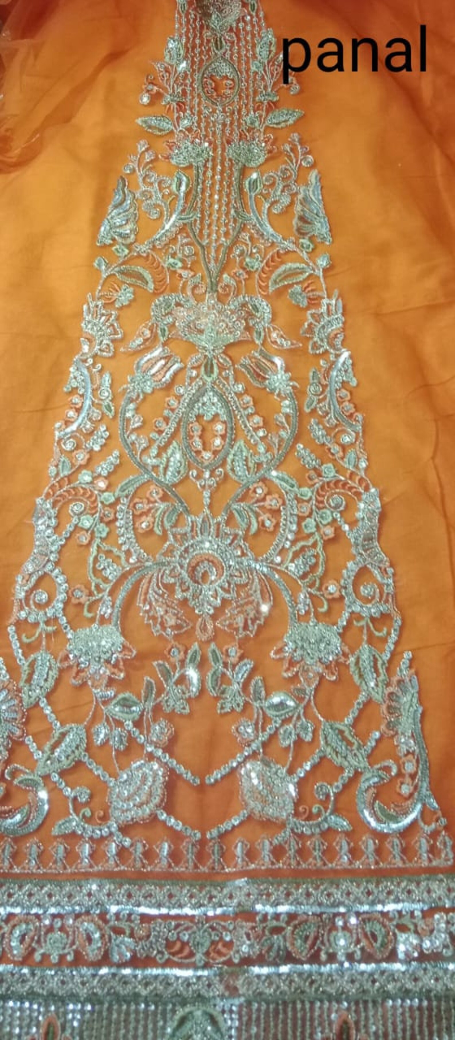 Orange Net Maxi/long Frock | Pakistani Designer Wedding Dress | Guest ...