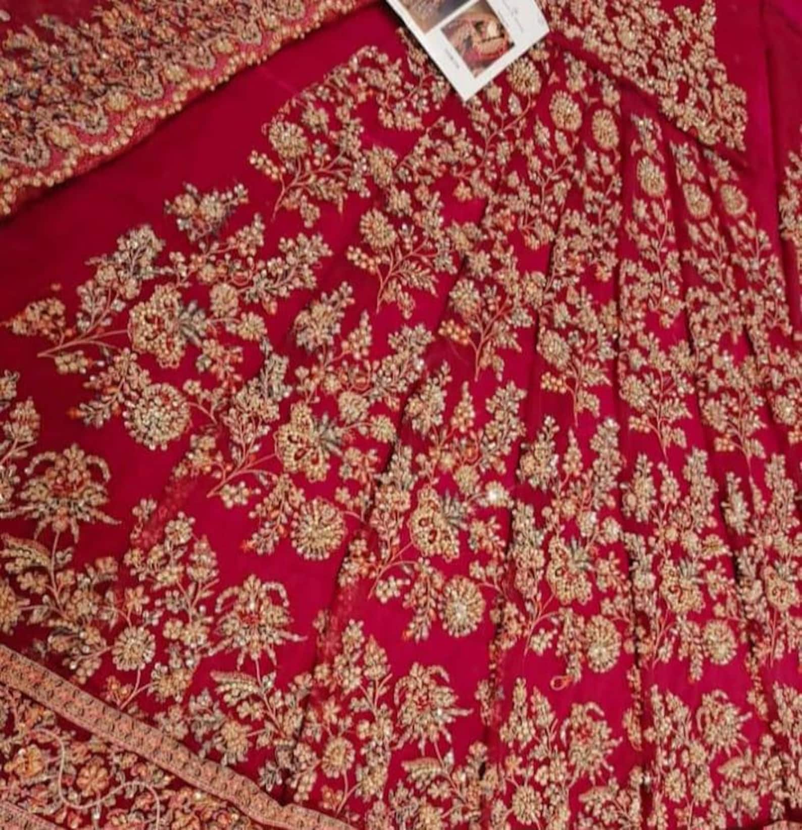 Embroidered Net Bridal Peshwas Dress: Red Pakistani Wedding Maxi ...