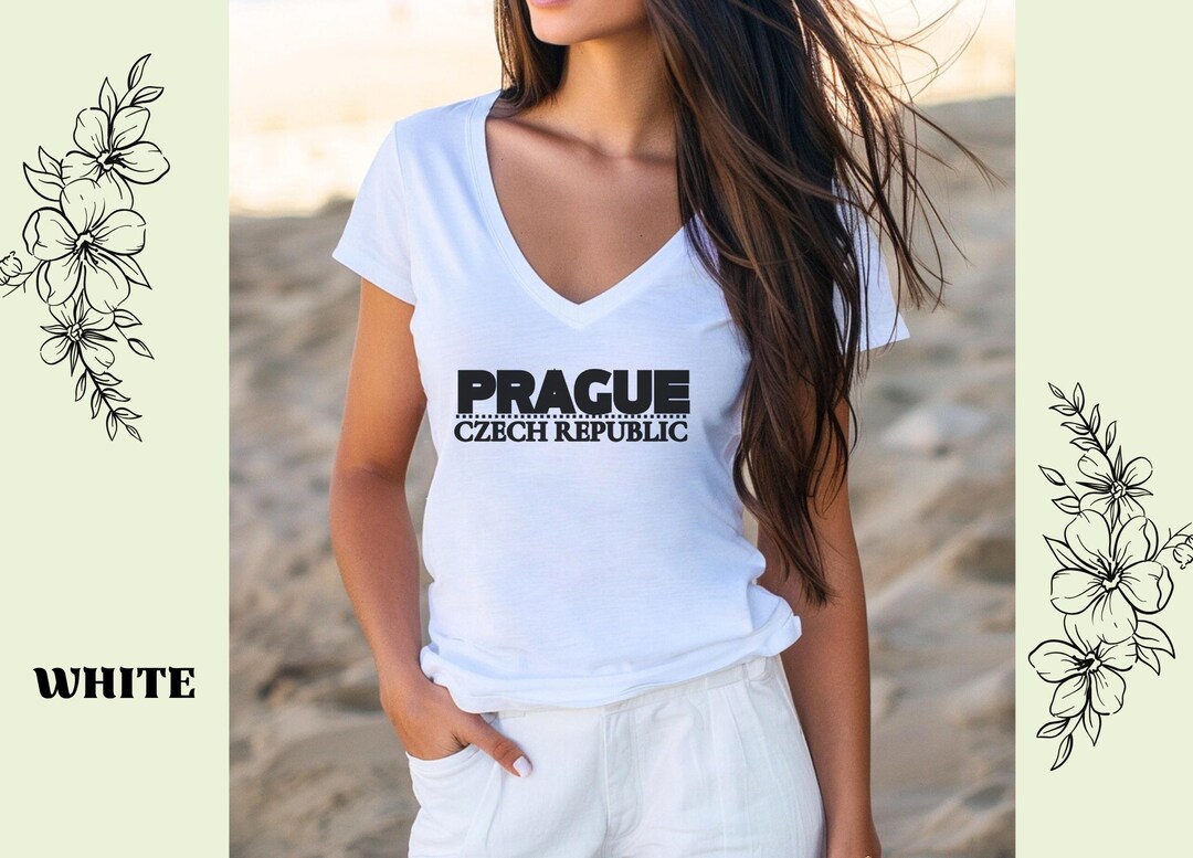 Czech Republic V-neck T-shirt, Women's Graphic Tee, European Travel ...