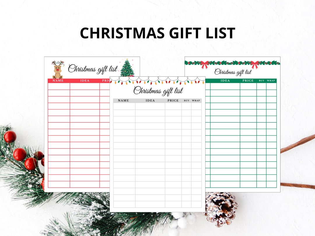 Christmas List Printable Christmas List Gift List - Etsy
