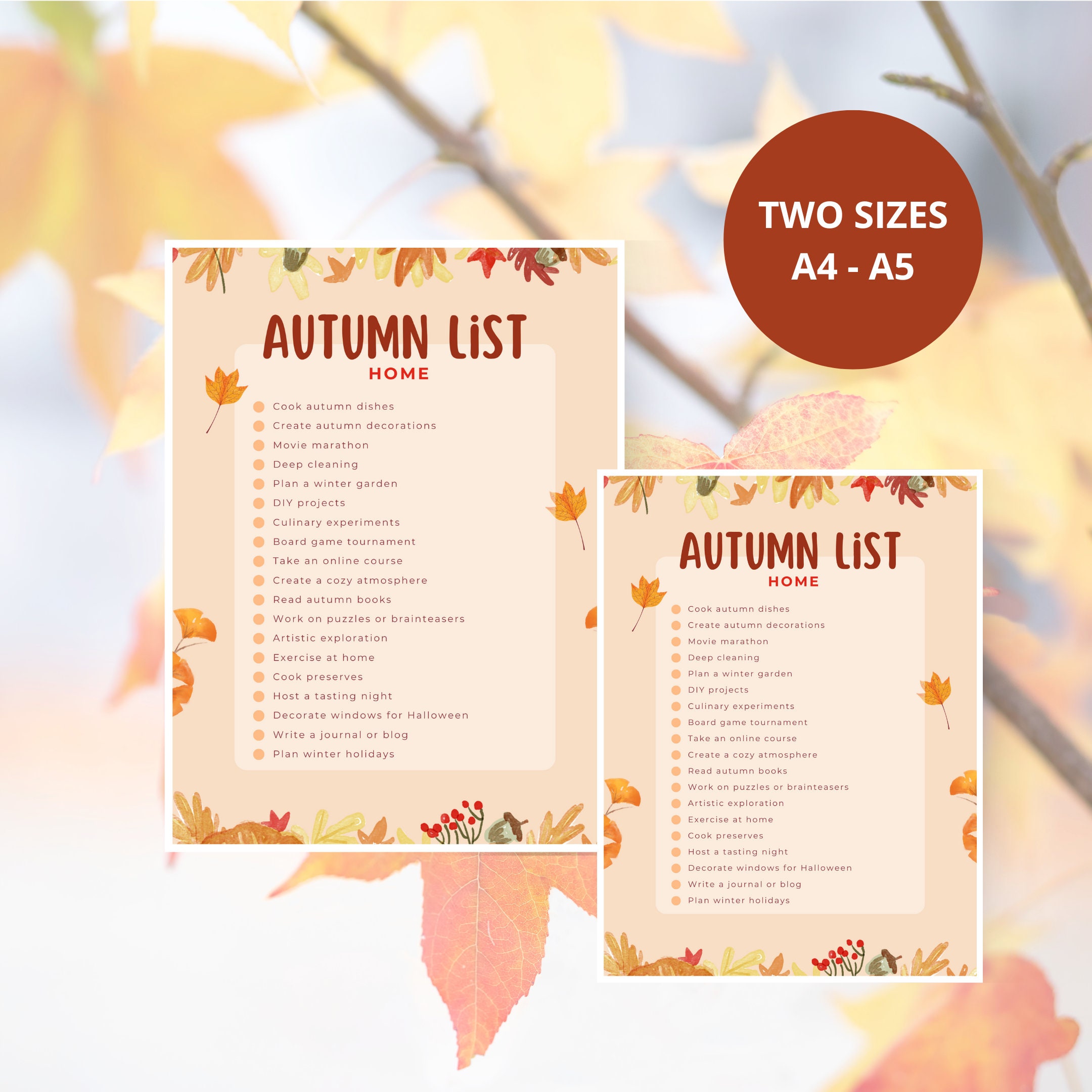 Fall to Do List Fall Checklist Fall Family Activity - Etsy