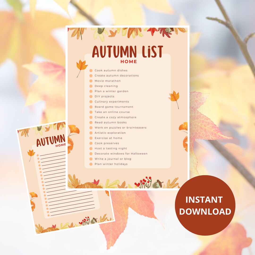Fall to Do List Fall Checklist Fall Family Activity - Etsy
