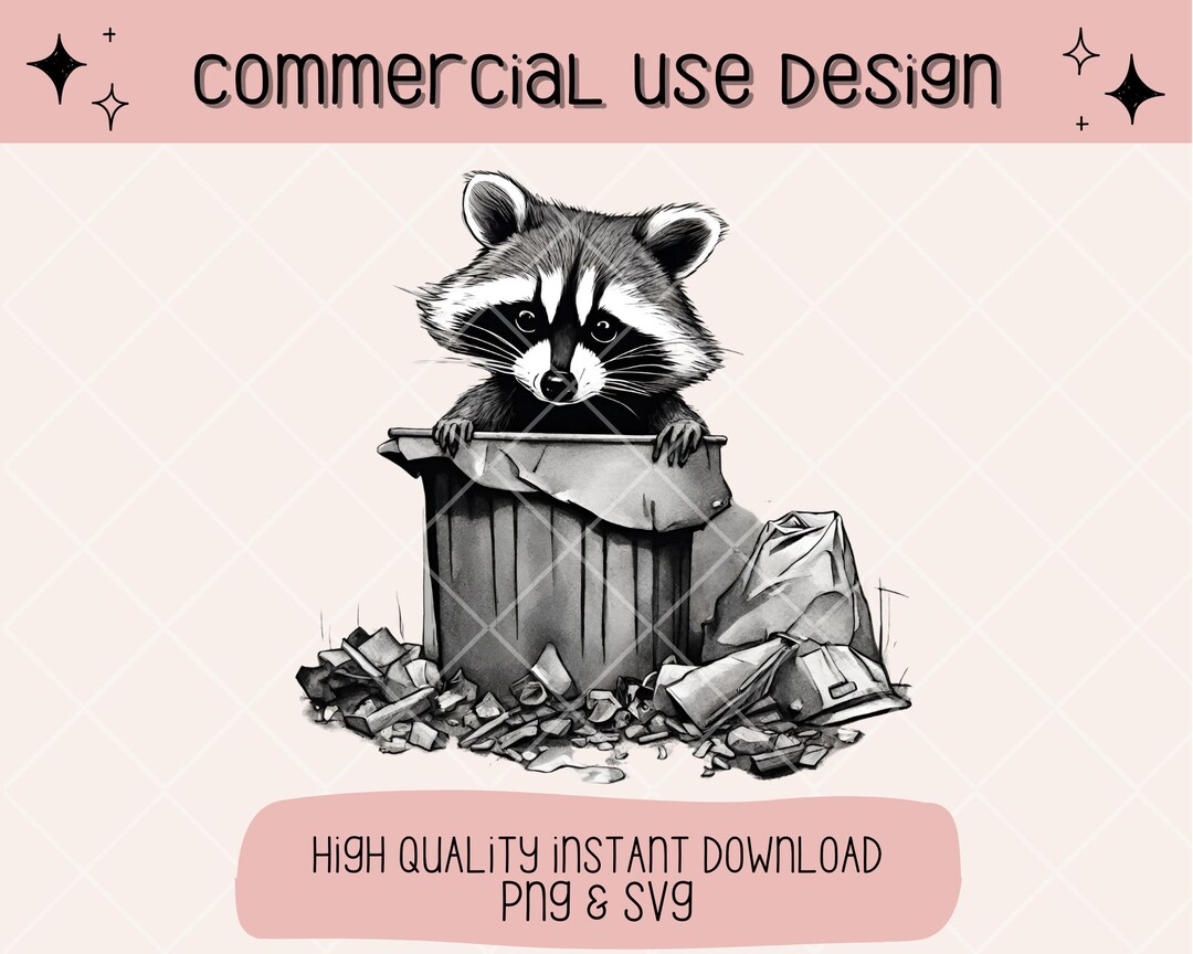 Weird Raccoon in A Trash Can PNG Digital Download, Funny Trash Panda ...