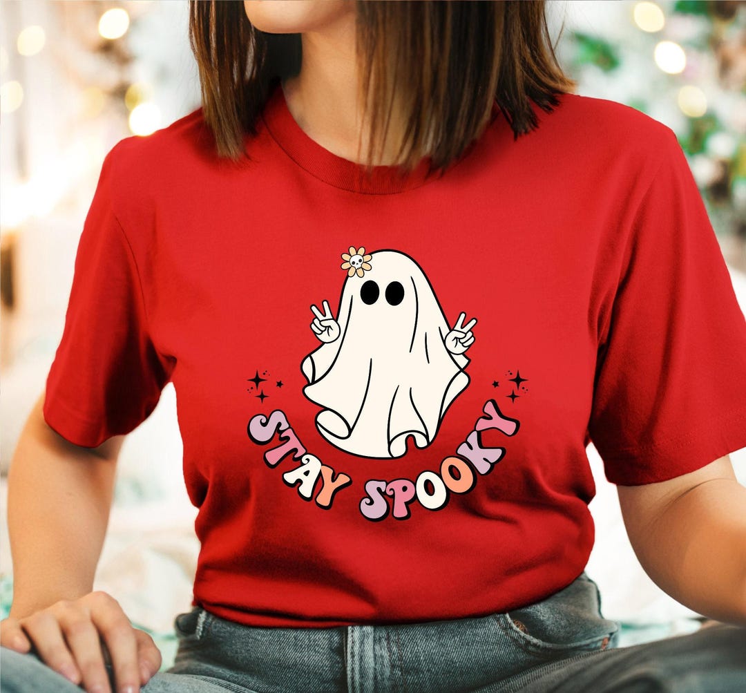 Stay Spooky Ghost Peace Sign Hippie Graphic Shirt, Cute Kids Halloween ...