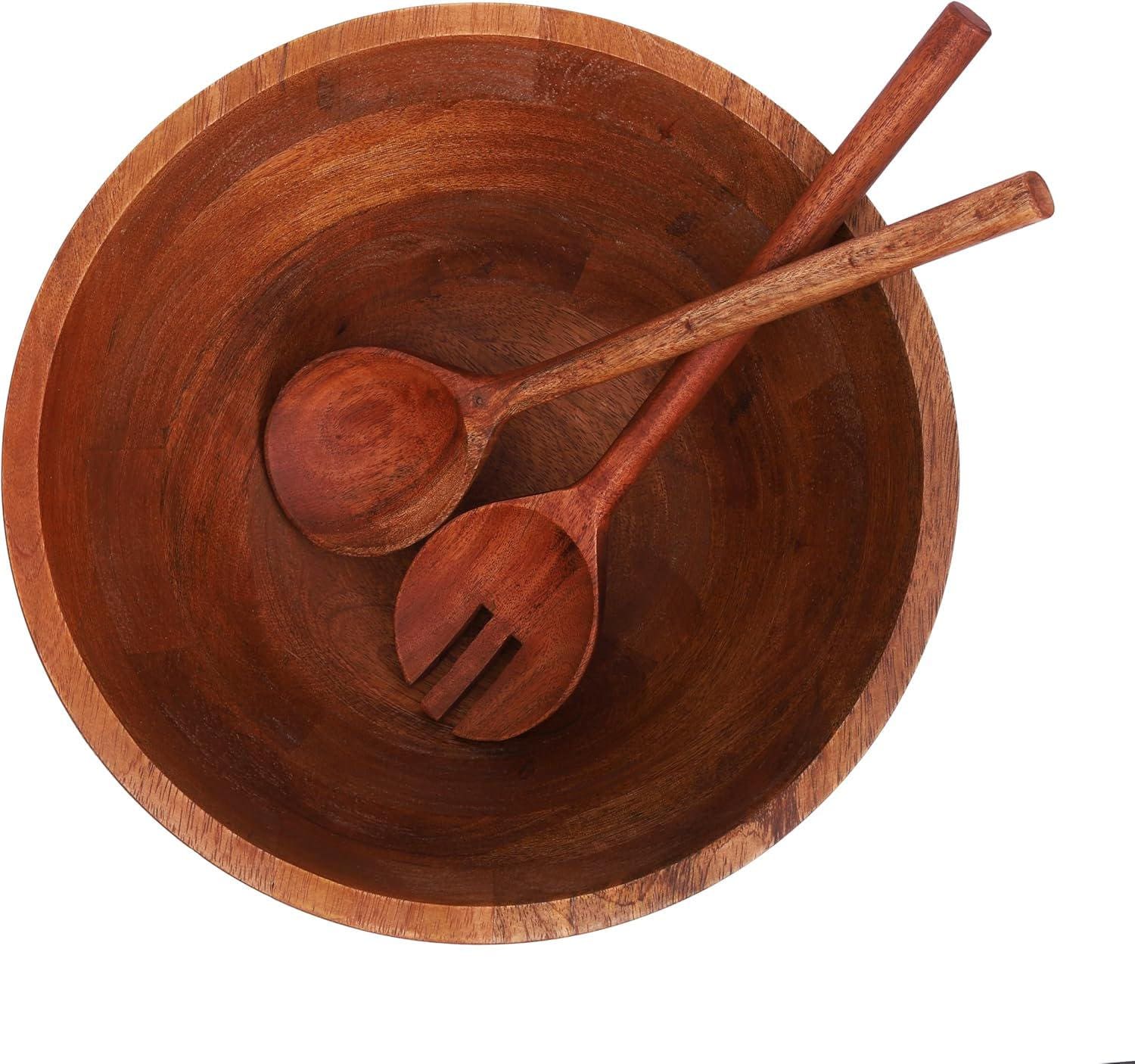 Extra Large Wooden Salad Bowl Set With Fork and Spoon - 12 Inch Bowl ...