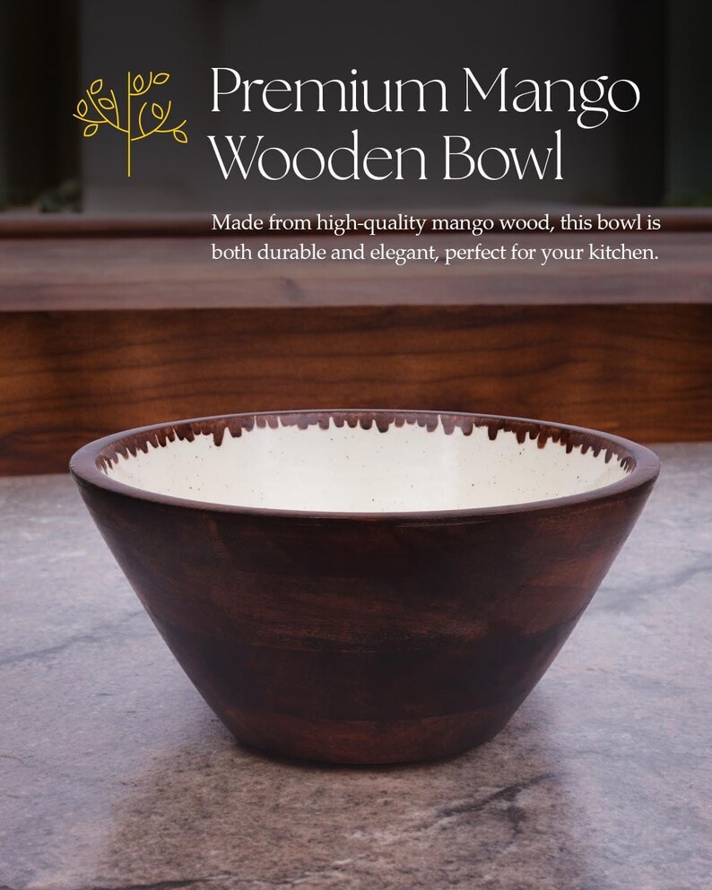 Extra Large Wooden Salad Bowl Set With Fork and Spoon - 12 Inch Bowl ...