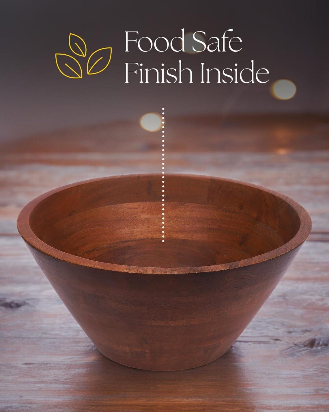 Extra Large Wooden Salad Bowl Set With Fork and Spoon - 12 Inch Bowl ...