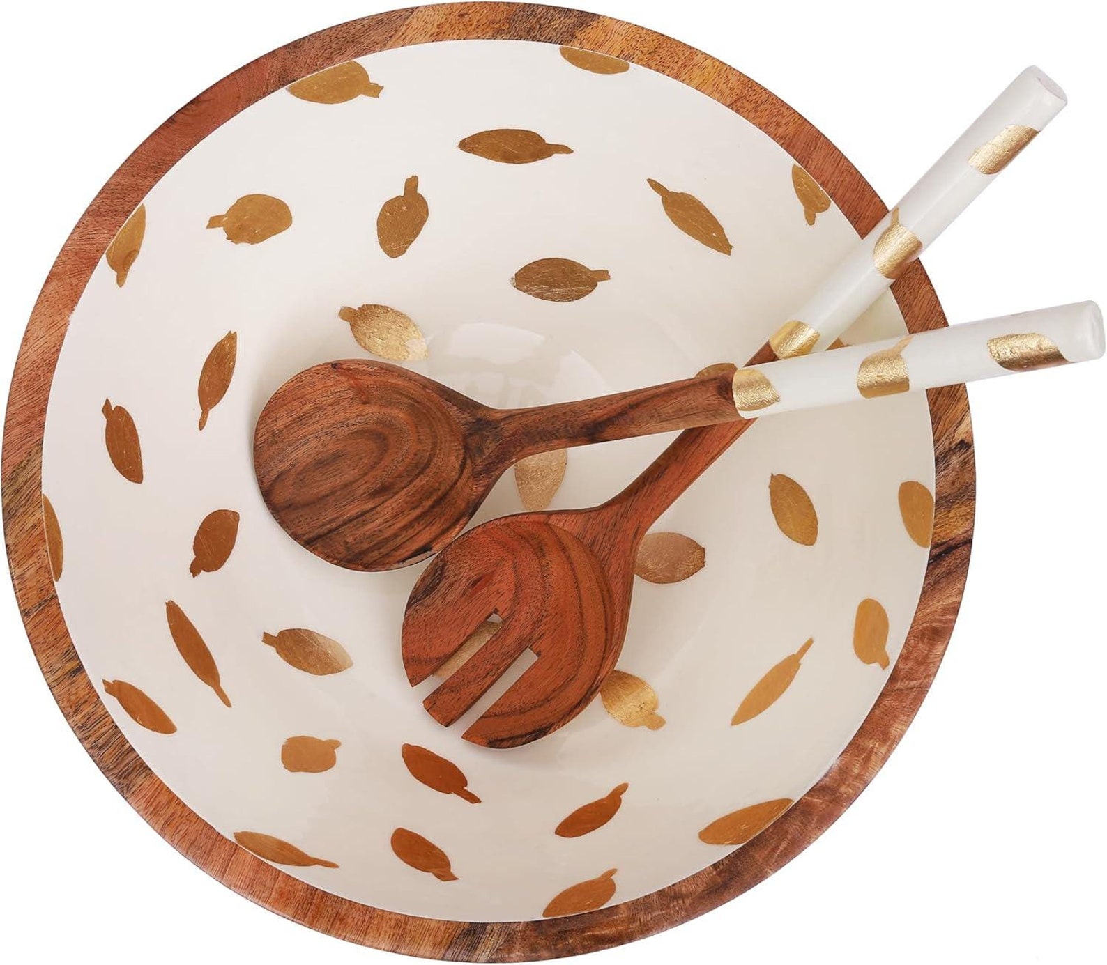 Extra Large Wooden Salad Bowl Set With Fork and Spoon - 12 Inch Bowl ...