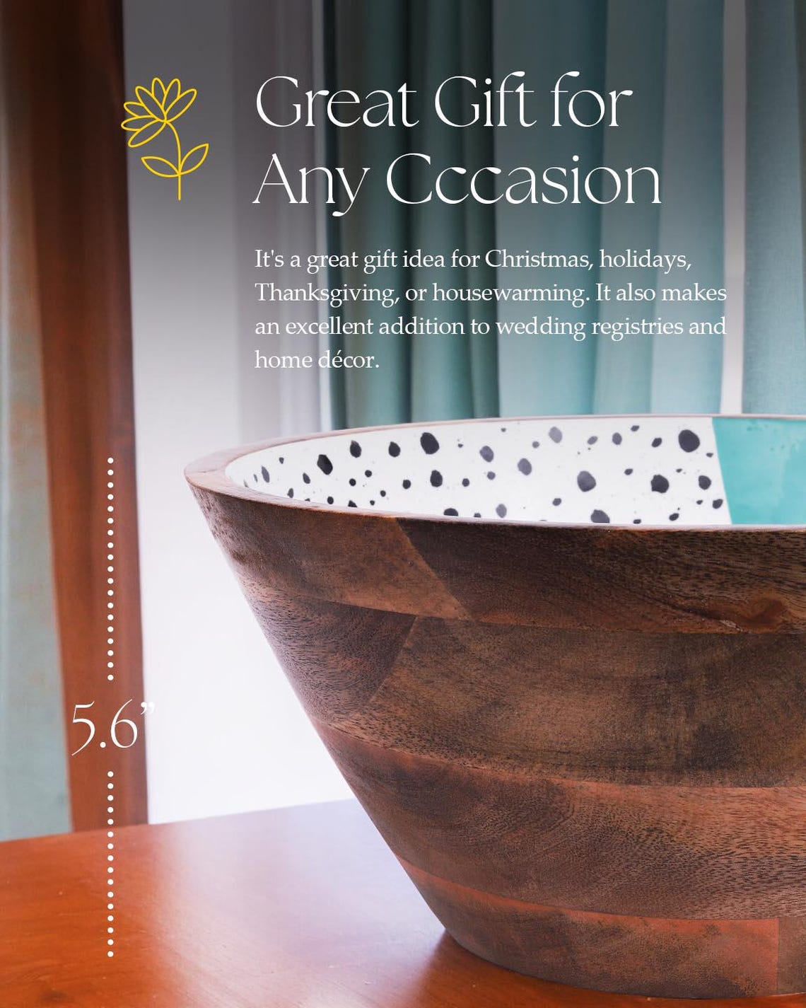 Extra Large Wooden Salad Bowl Set With Fork and Spoon - 12 Inch Bowl ...