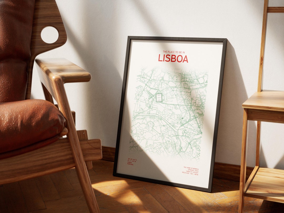 Benfica Lisbon Stadium City Map Poster/digital Download Lisboa Design ...