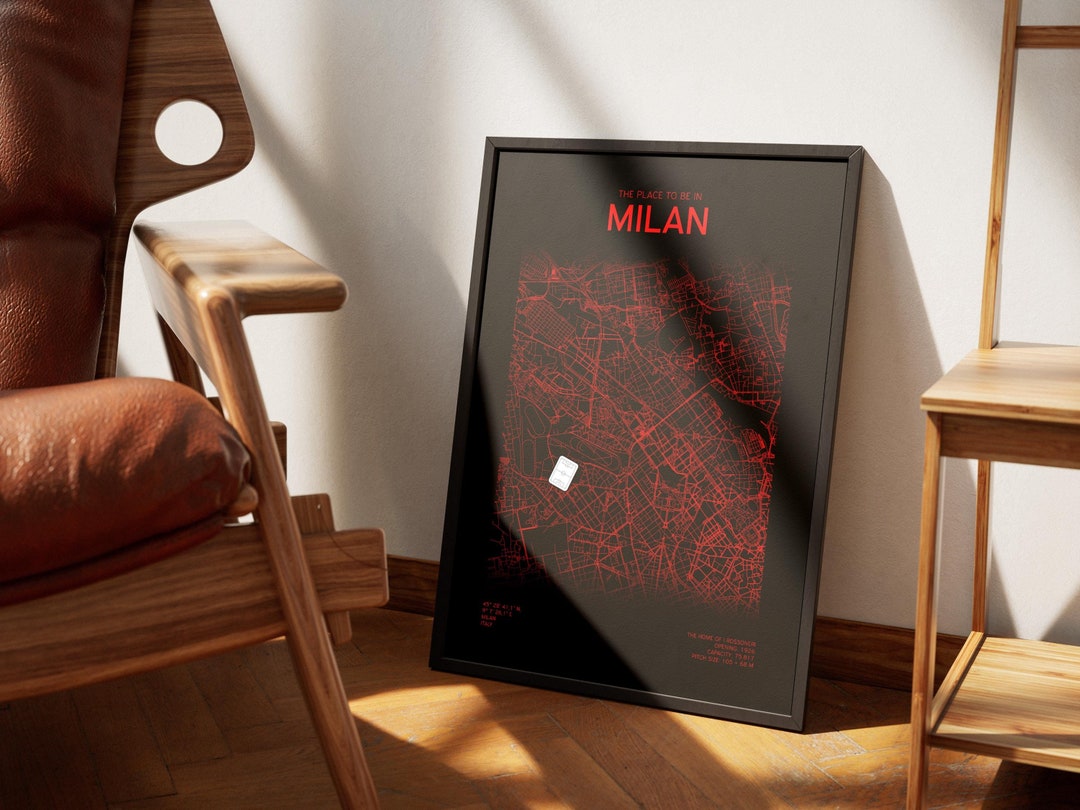 Plan de la ville du stade AC Milan Affiche/Téléchargement numérique ...