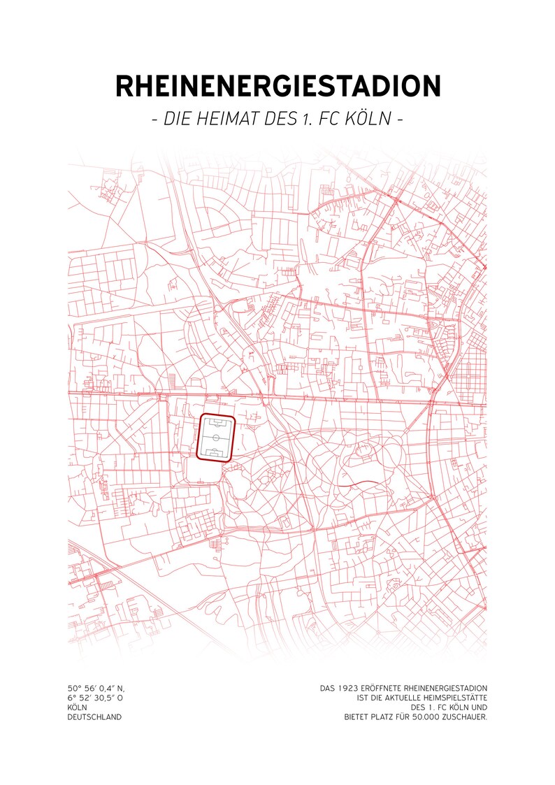 RheinEnergieStadion 1. FC Köln Stadtkarte Poster als digitaler Download ...