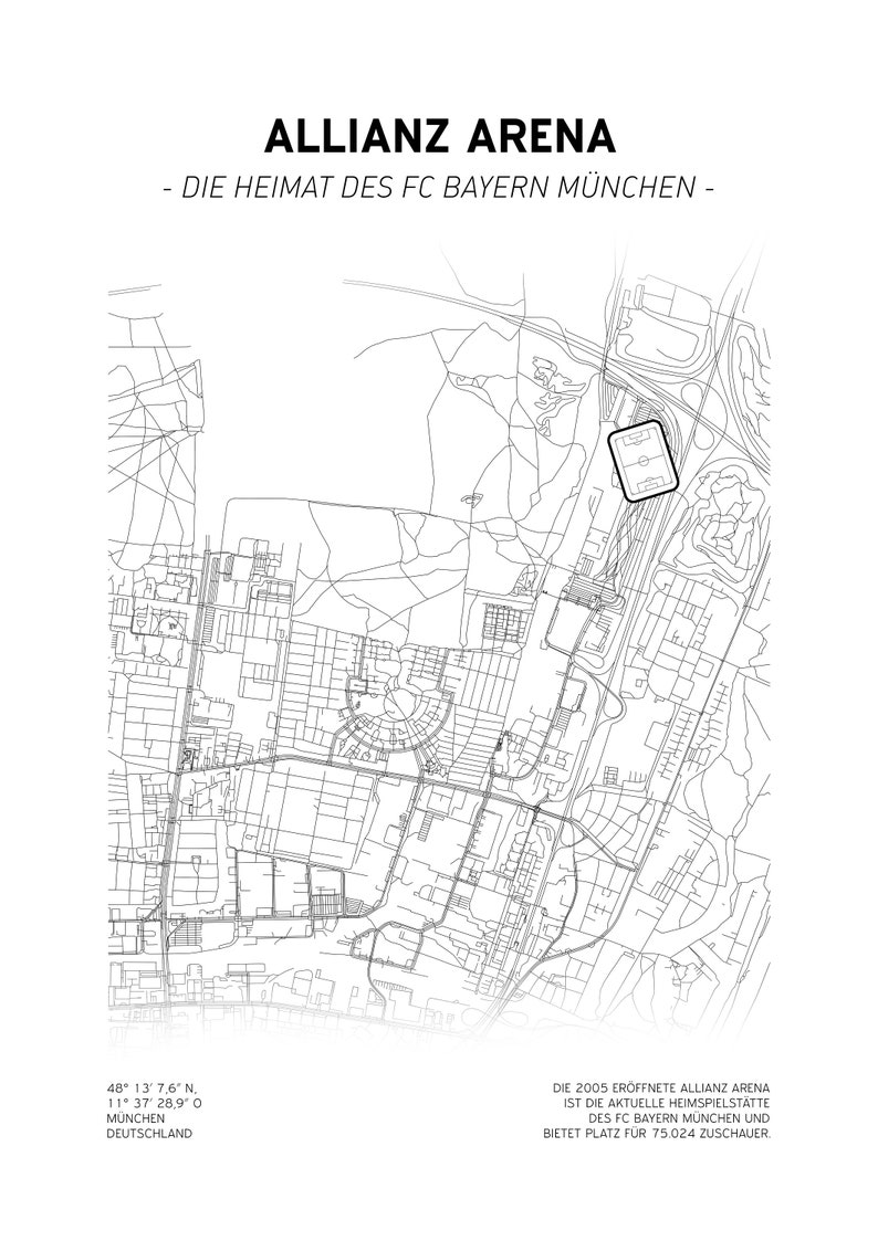 Allianz Arena FC Bayern Munich City Map Poster/digital Download FCB ...