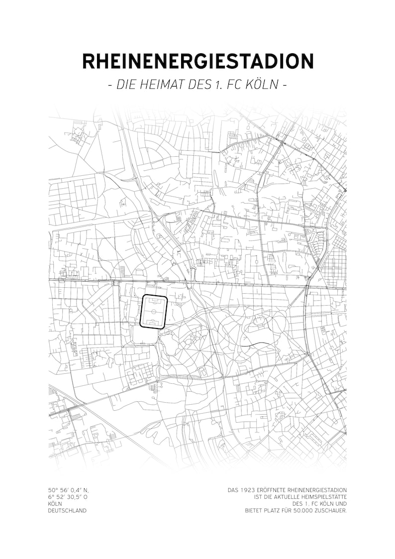RheinEnergieStadion 1. FC Köln Stadtkarte Poster als digitaler Download ...