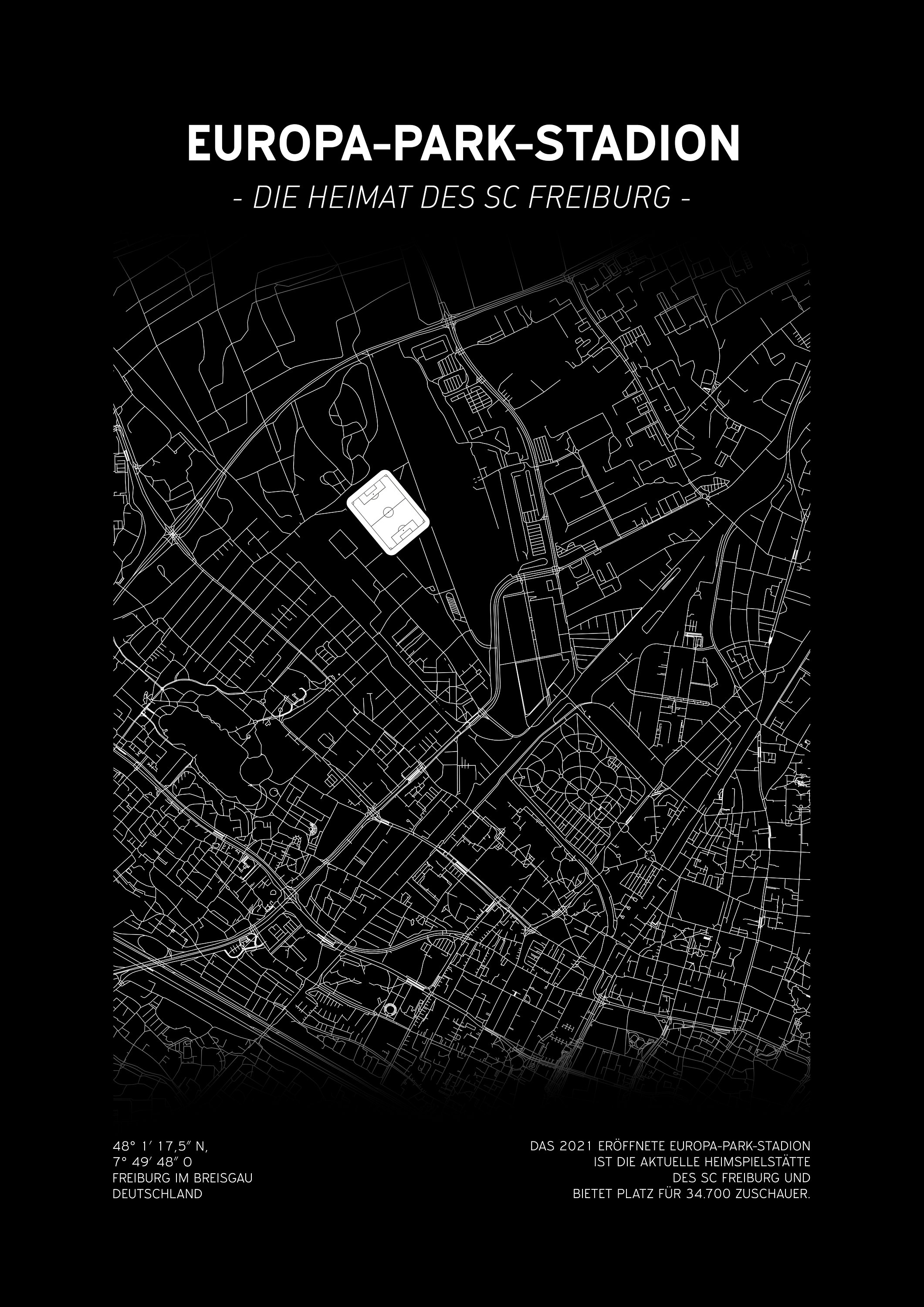 Europa Park Stadium SC Freiburg City Map Poster/digital - Etsy