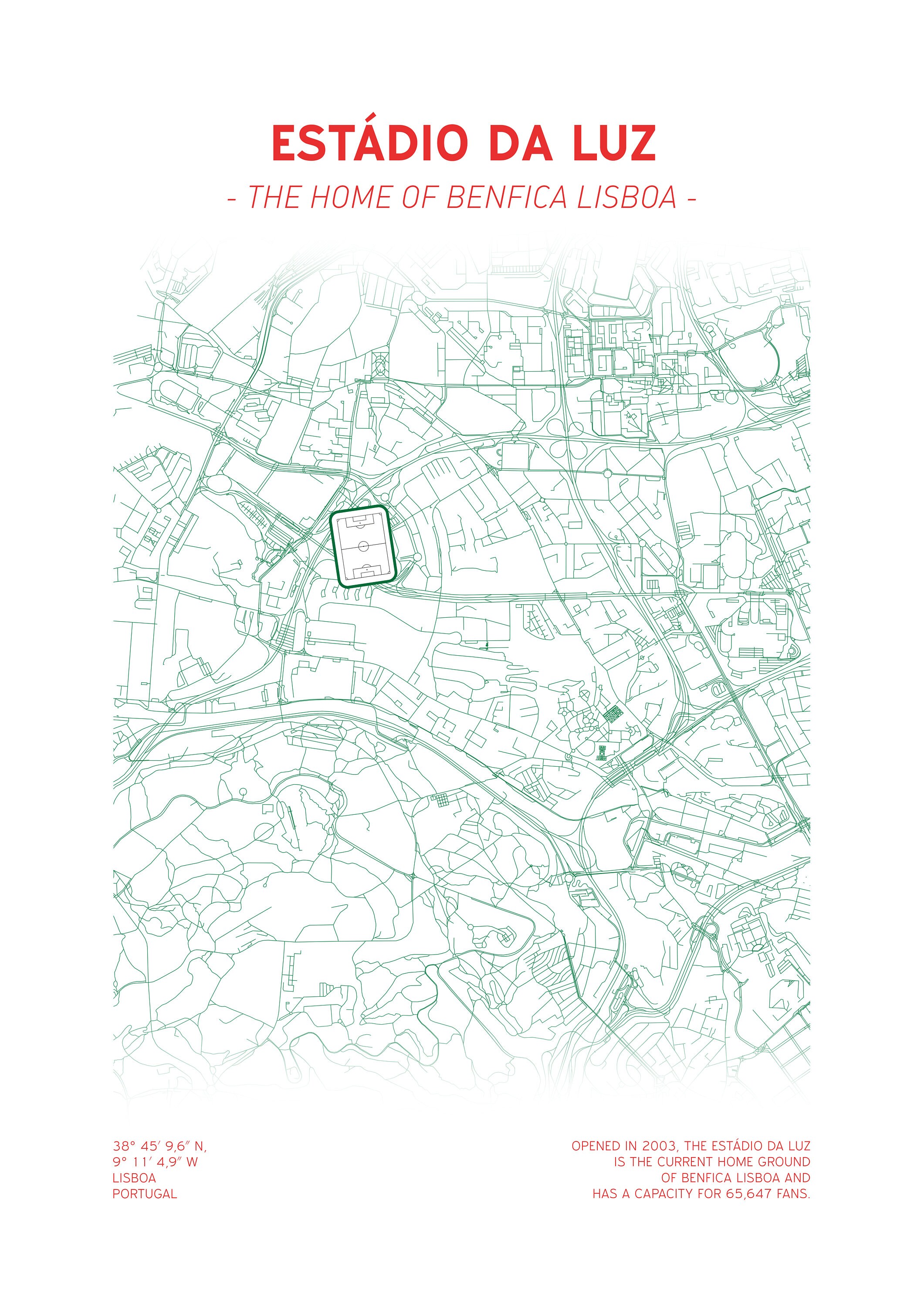 Estádio Da Luz benfica Lisboa City Map Poster/digital - Etsy