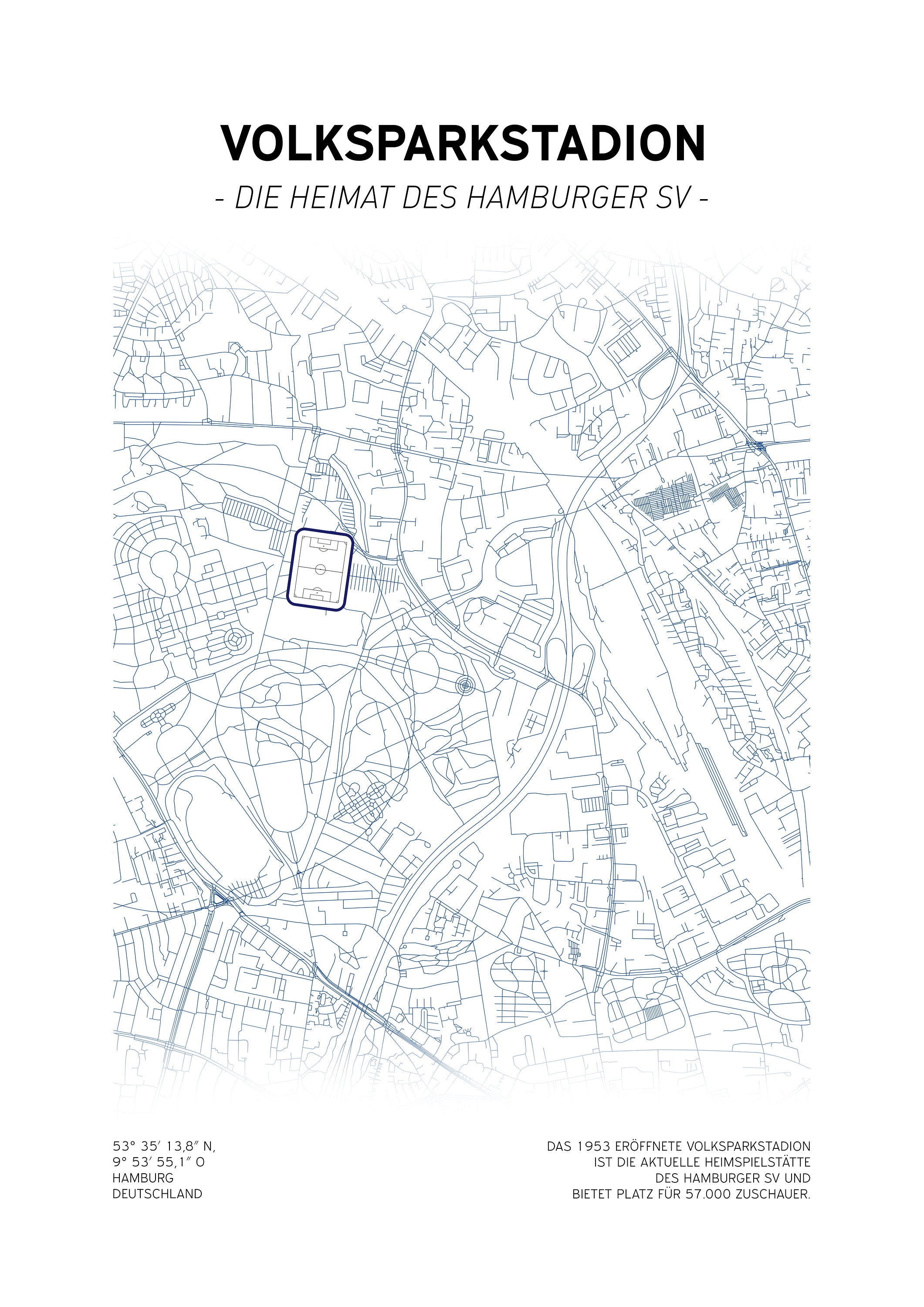 Volksparkstadion hamburger SV City Map Poster/digital - Etsy