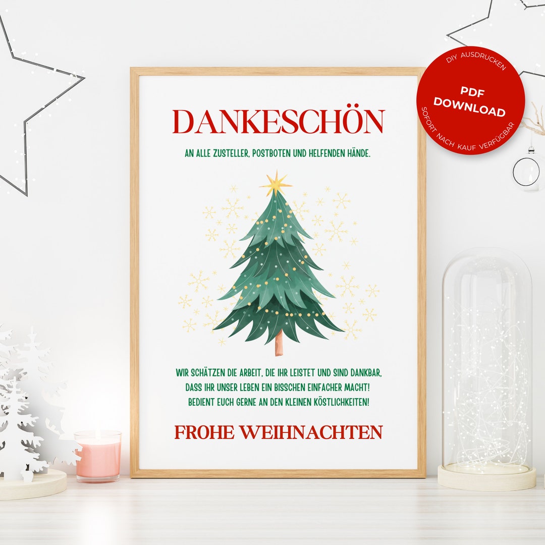 Dankeschön Schild Paketbote Postbote Zusteller Lieferanten Lieferfahrer ...