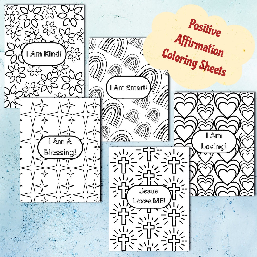 Positive Affirmation Coloring Sheets Printable Child - Etsy