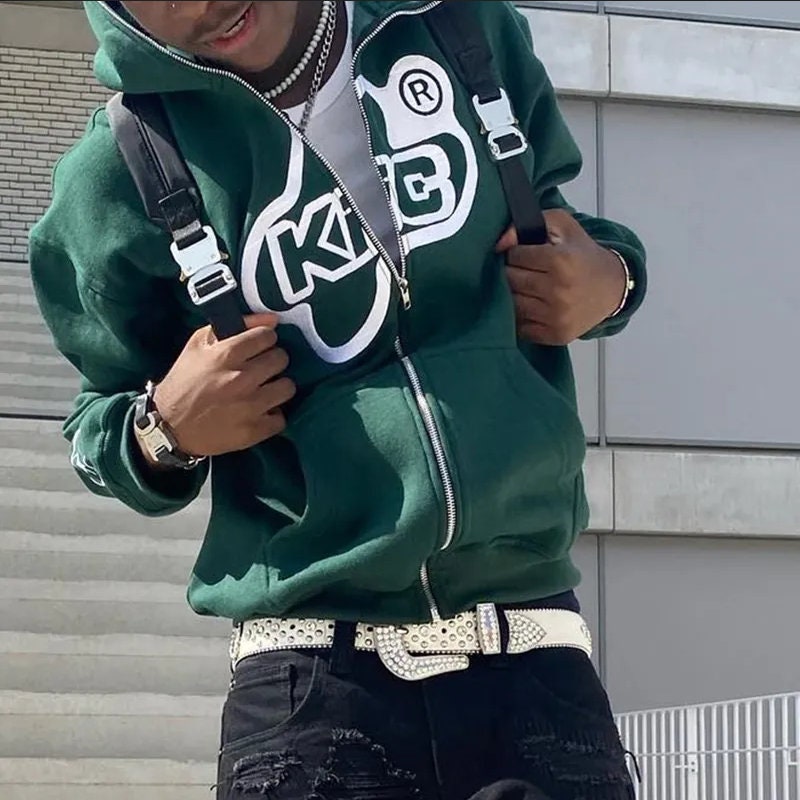 Loose Fit Y2K Streetwear Zip-up Hoodie Hip-hop Hoodie Trendy - Etsy