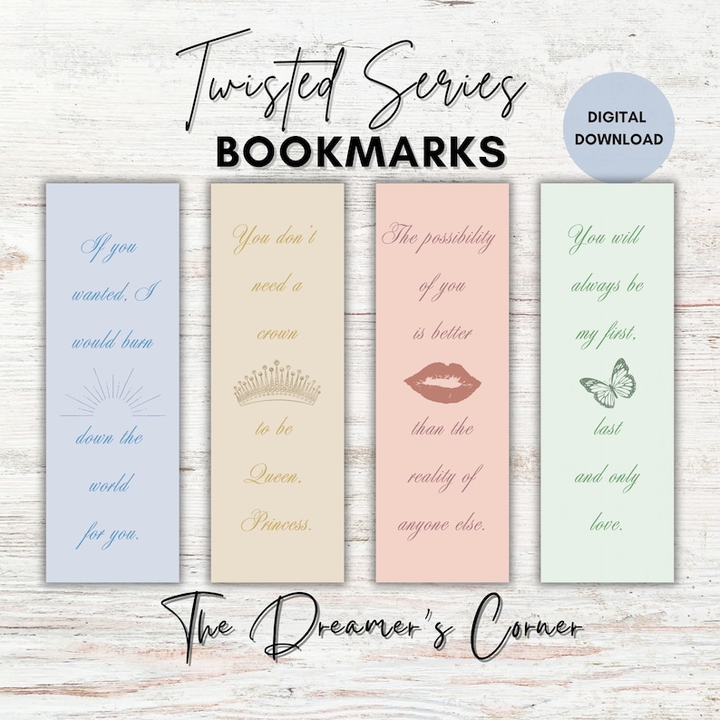 8 Twisted Series Bookmarks Twisted Series Bookmark Set Booktok Romance ...