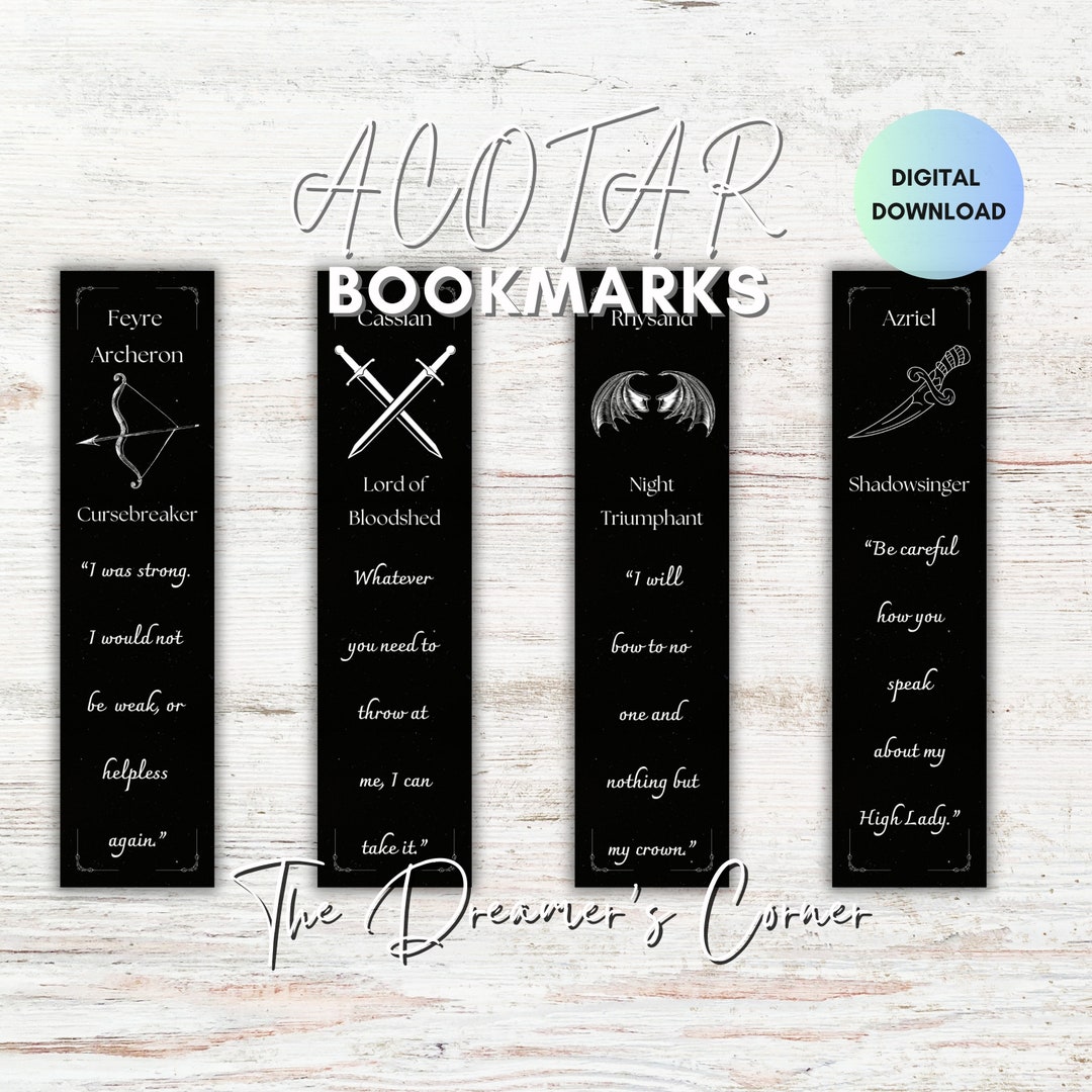 7 ACOTAR Bookmarks | Bookmark Bundle | Inner Circle | Sarah J. Maas ...