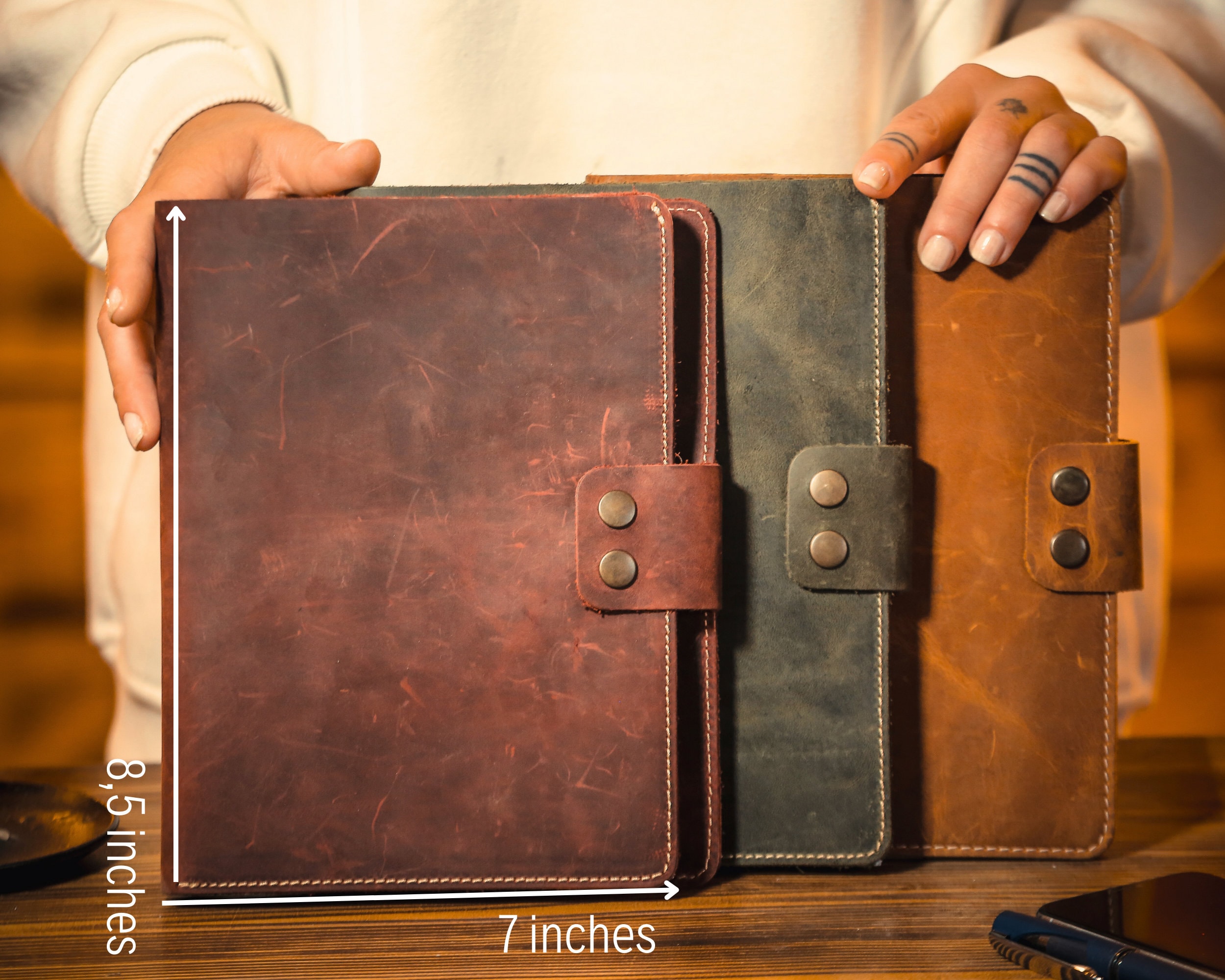 Monogrammed Leather Notebook Cover, Handcrafted Padfolio, Refillable ...