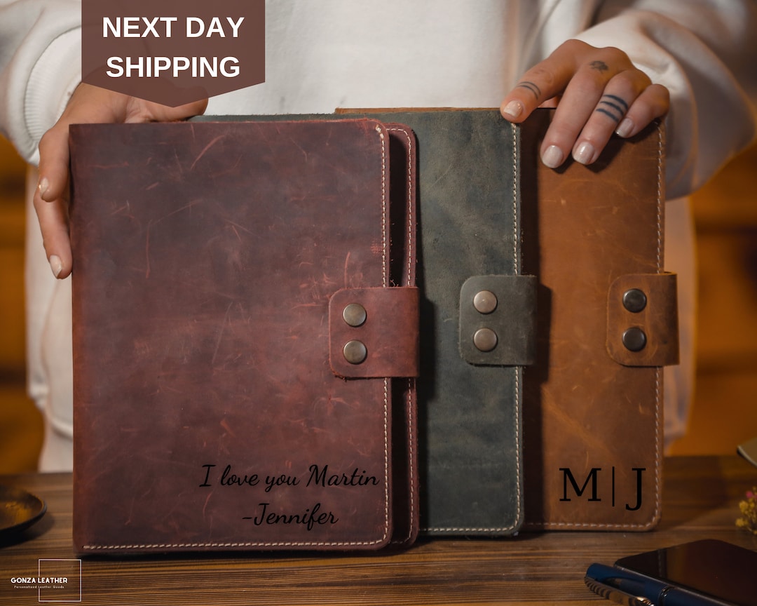 Leather Padfolio for Boyfriend , Valentine Gift for Her, Engraved A5 ...