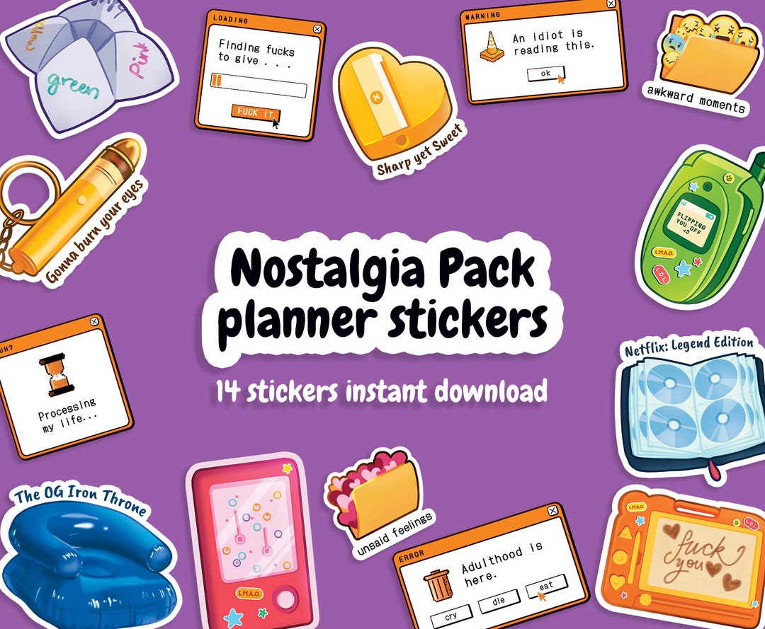 90s Nostalgia Sticker Pack Y2k Sticker Pack 90s Throwback - Etsy