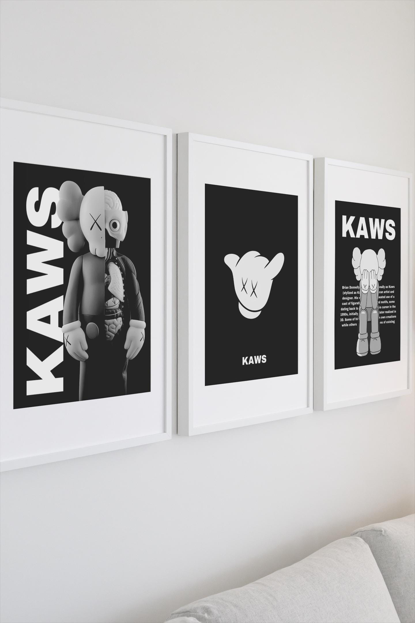 Kaws Poster, Kaws Print, Kaws Wall Art Kaws Poster Set of 3 Kaws Art ...