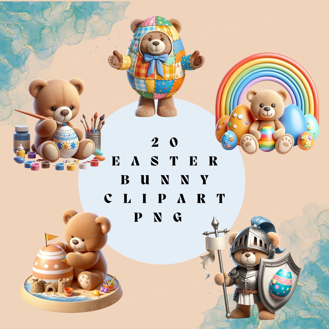 Easter Teddy Bear Clipart Png,digital Download for Crafts, Cards ...