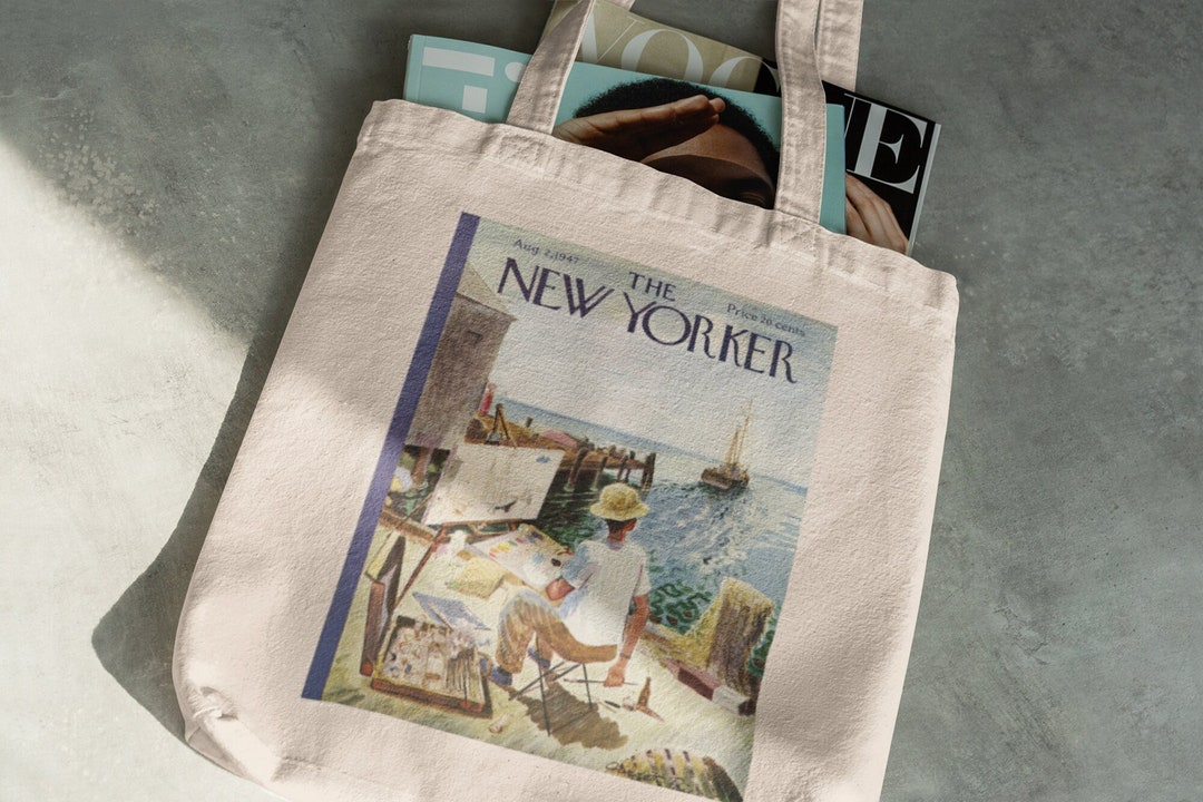 The New Yorker Aesthetic Tote Bag, Magazine Tote Bag, Tote Bag With ...