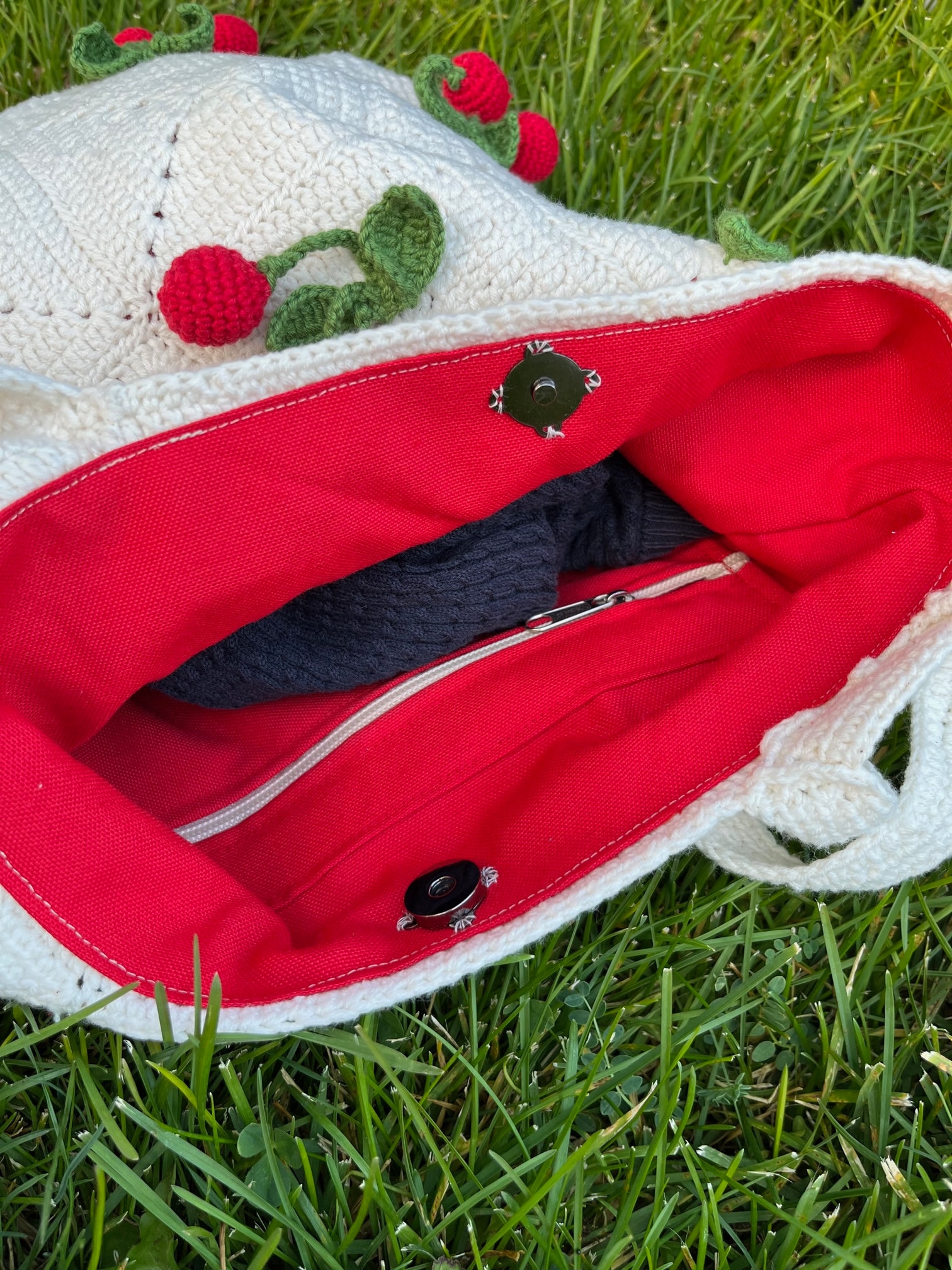 Cherry Crochet Bag, Granny Square Crochet Shoulder Bag, Cute Custom Bag ...