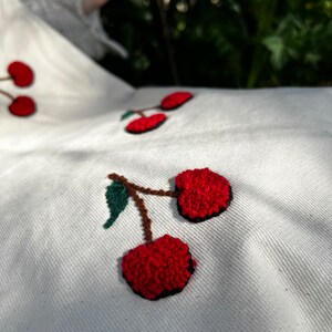 Cherry Canvas Tote Bag, Embroidered Tote, Tote Bag With Zipper ...