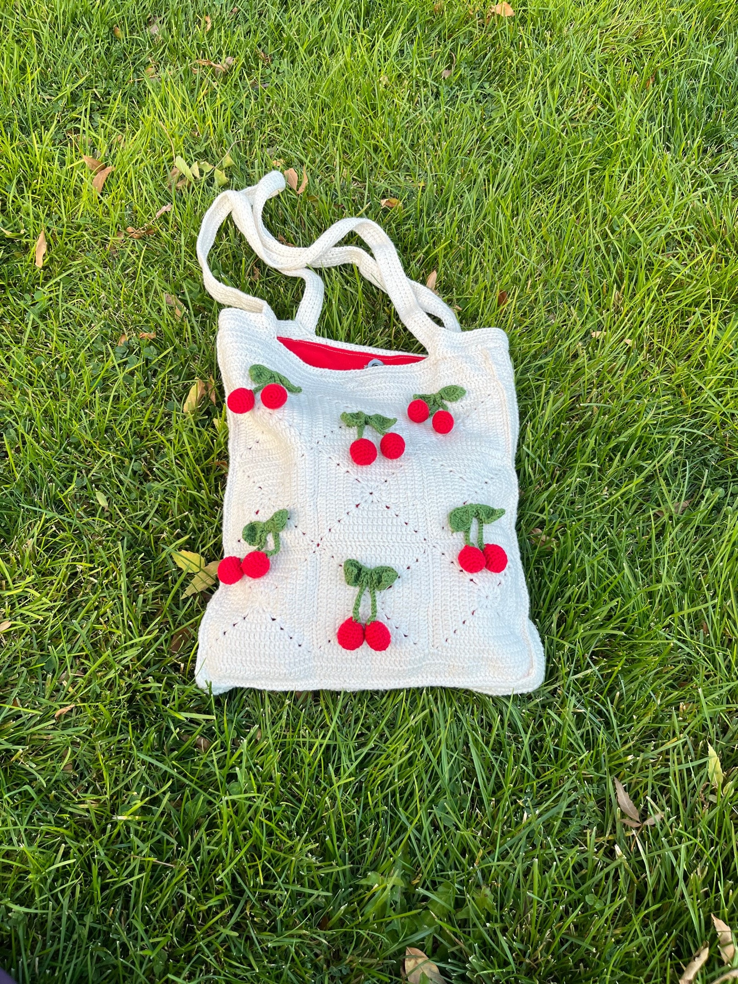 Cherry Crochet Bag, Granny Square Crochet Shoulder Bag, Cute Custom Bag ...