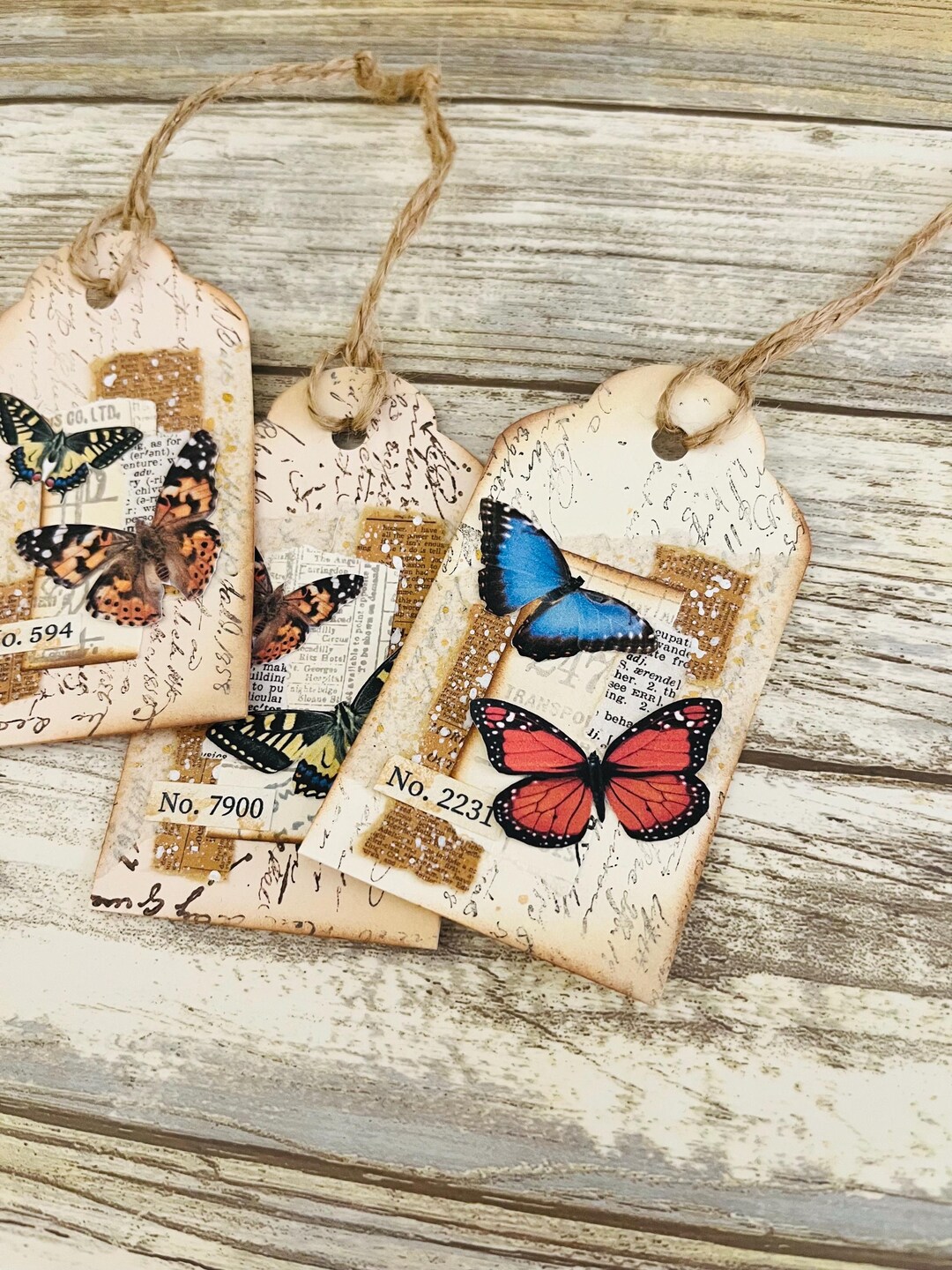 Handmade Butterfly Collage Gift Tags 3.5 X 2 In - Etsy