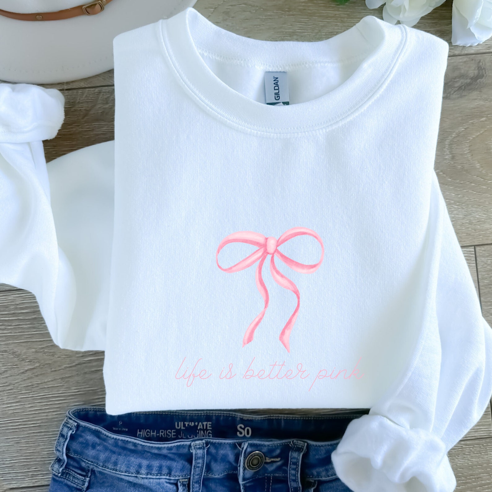 Life is Better Pink Bow Sweatshirt - Coquette Crewneck - Etsy