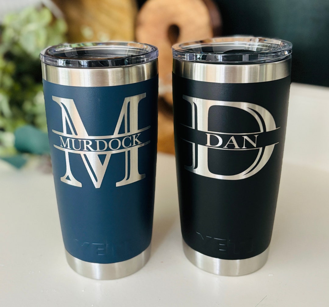 Personalized Initial YETI Tumbler: Laser Engraved 20 Oz Stainless Steel ...