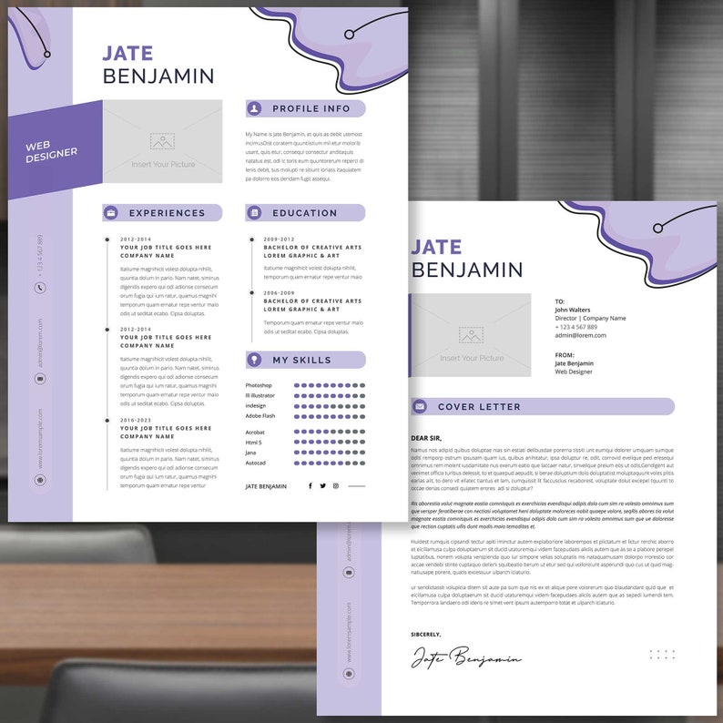 CV TEMPLATE Resume Word With Cover Letter. Professional Resume Template ...