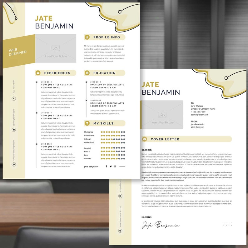 CV TEMPLATE Resume Word With Cover Letter. Professional Resume Template ...