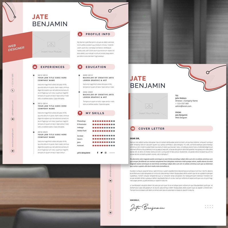 CV TEMPLATE Resume Word With Cover Letter. Professional Resume Template ...