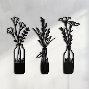 Spring Blossom Metal Wall Art Set - 3 Piece Flower Decor for Home ...