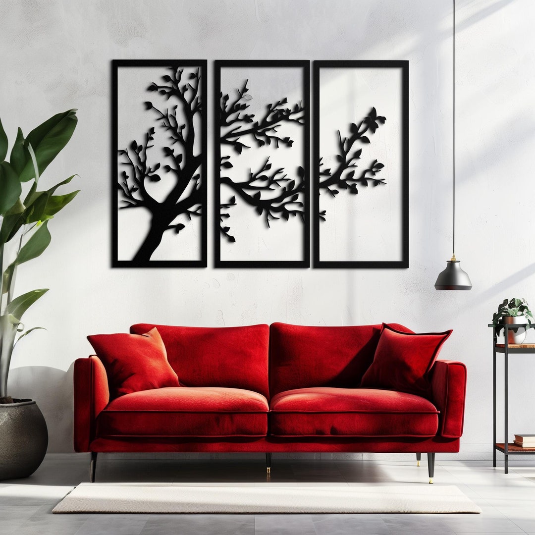 Unique 3-panel Tree of Life Metal Art - Chic Wall Decor for Office - Etsy
