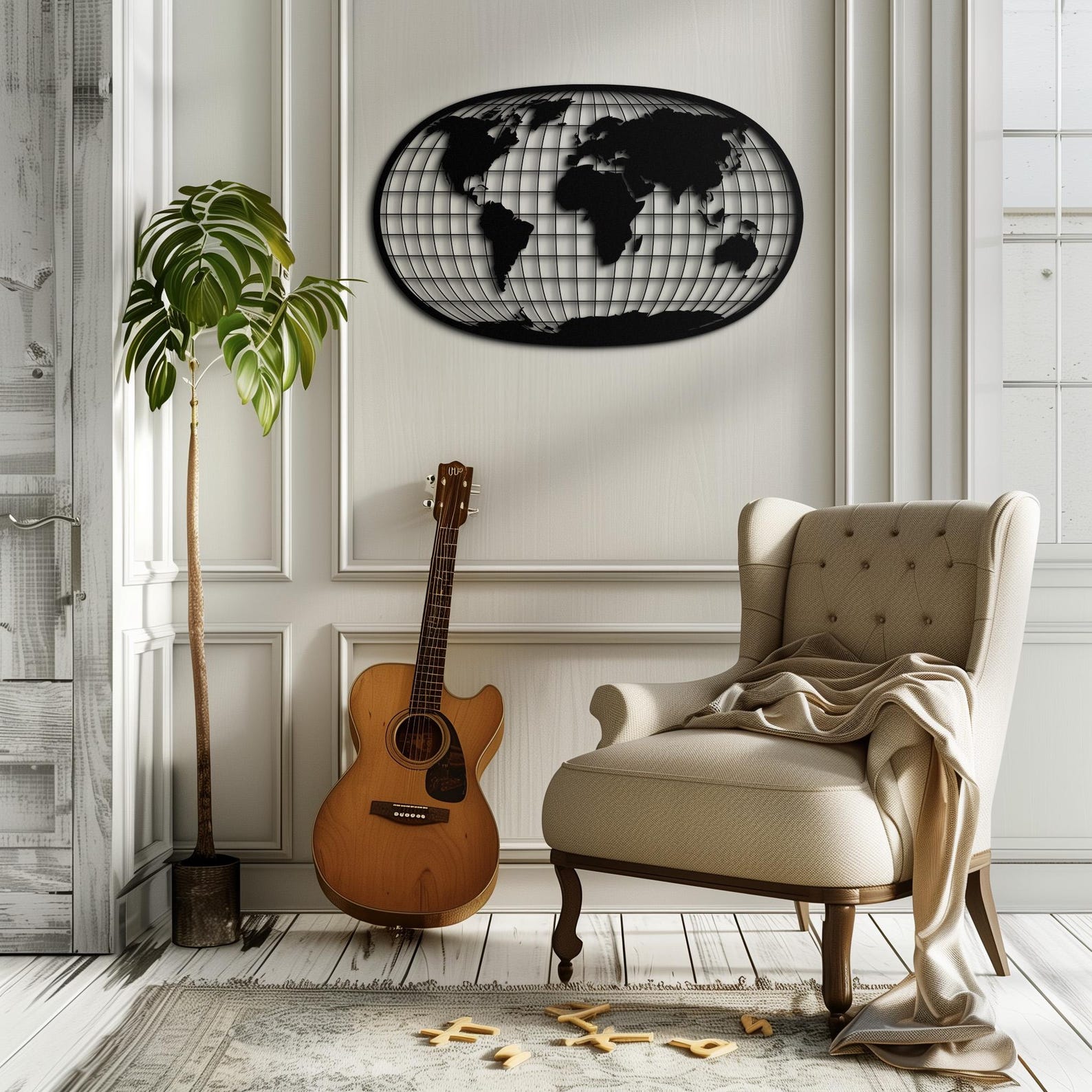 Metal World Map Wall Art, Map Wall Art, Large Wall Decor, Office Living ...
